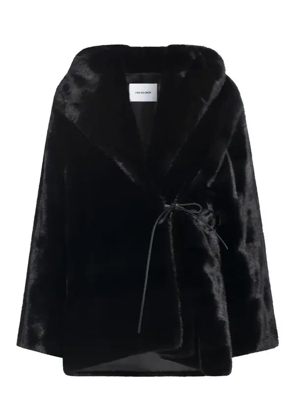YVES SALOMON Mink Fur Wrap Jacket - Black