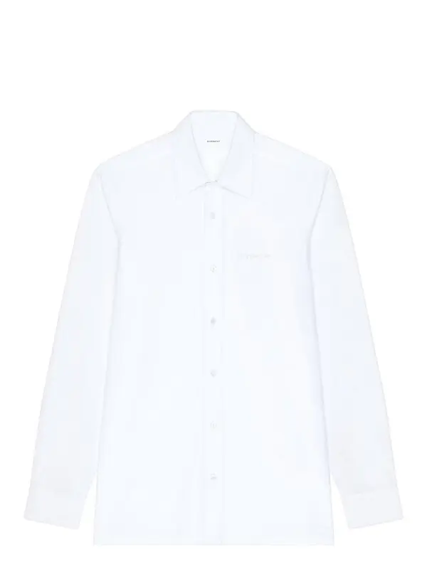 Givenchy Slim Fit Shirt In Poplin With Embroidery - White