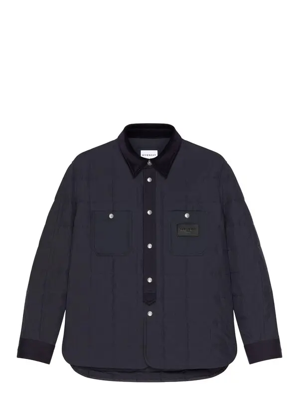 Givenchy Couture Seam Quilted Overshirt Paris Patch - Navy