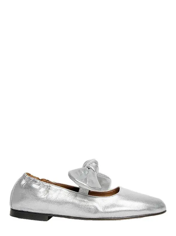 Penelope Chilvers Minnie Knotted Bow Ballet Flats - Silver