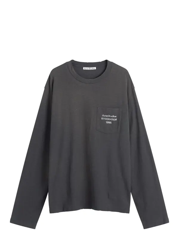 Acne Studios Long Sleeve 1996 Logo Pocket T-shirt - Faded Black