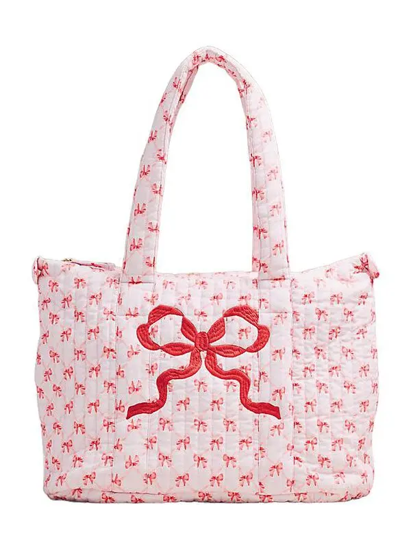LoveShackFancy Aja Patterned Tote Bag - Peppermint Pink