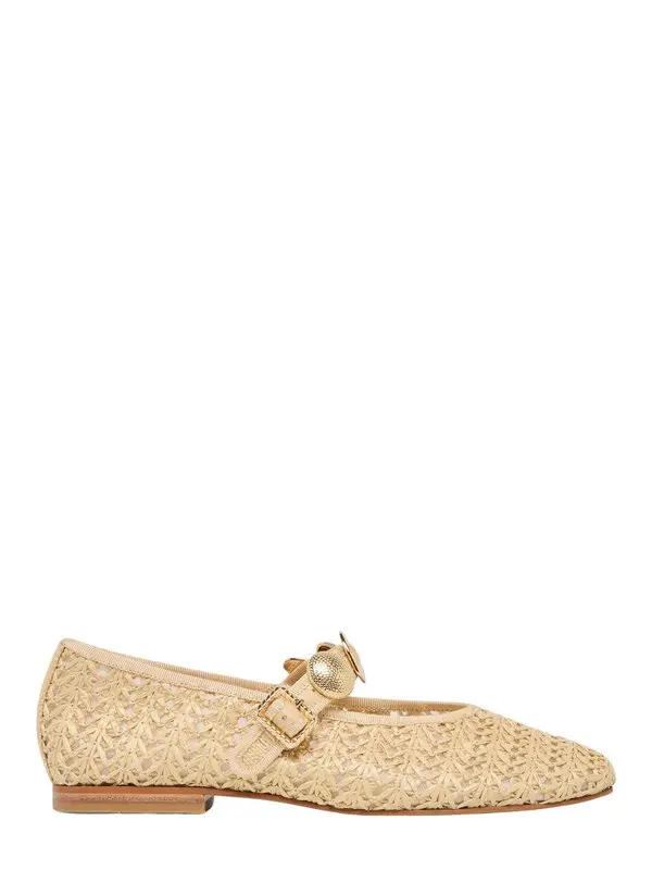 DOLCEVITA Relan Ballet Flats - Natural Cross Hatch Raffia