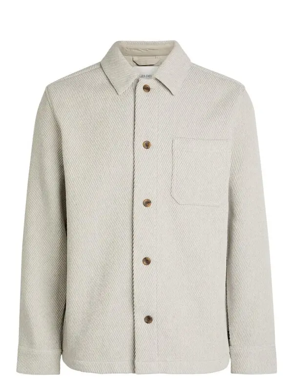 LES DEUX Hamilton Textured Twill Overshirt - Light Grey