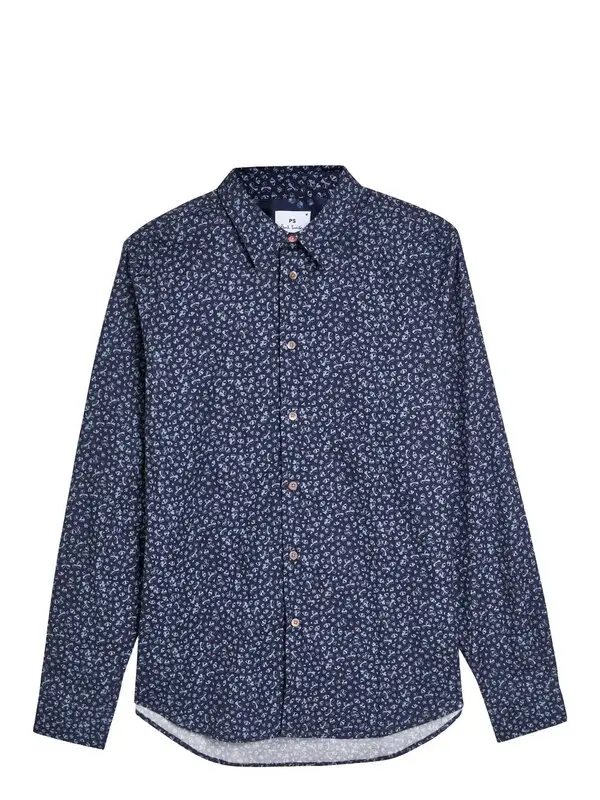 Paul Smith Patterned Stretch-cotton Shirt - Blue