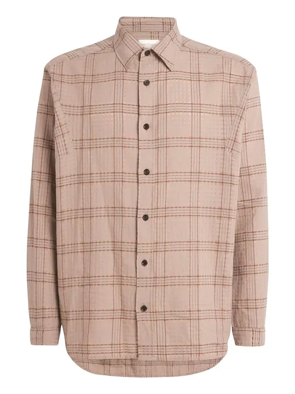 Oliver Spencer Organic Cotton Check Loose Garrison Shirt - Beige