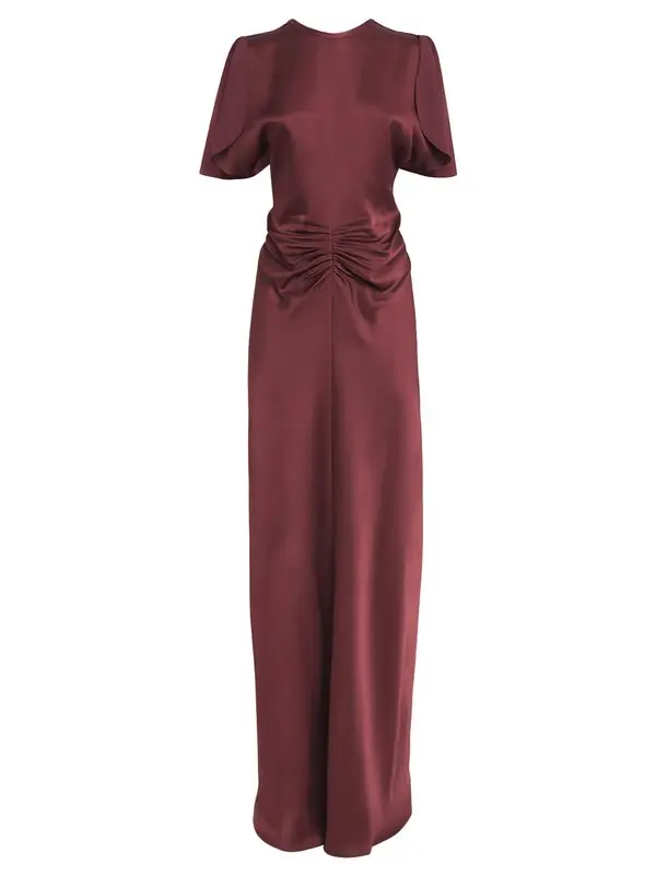 Victoria Beckham Satin Gathered Maxi Dress - Red