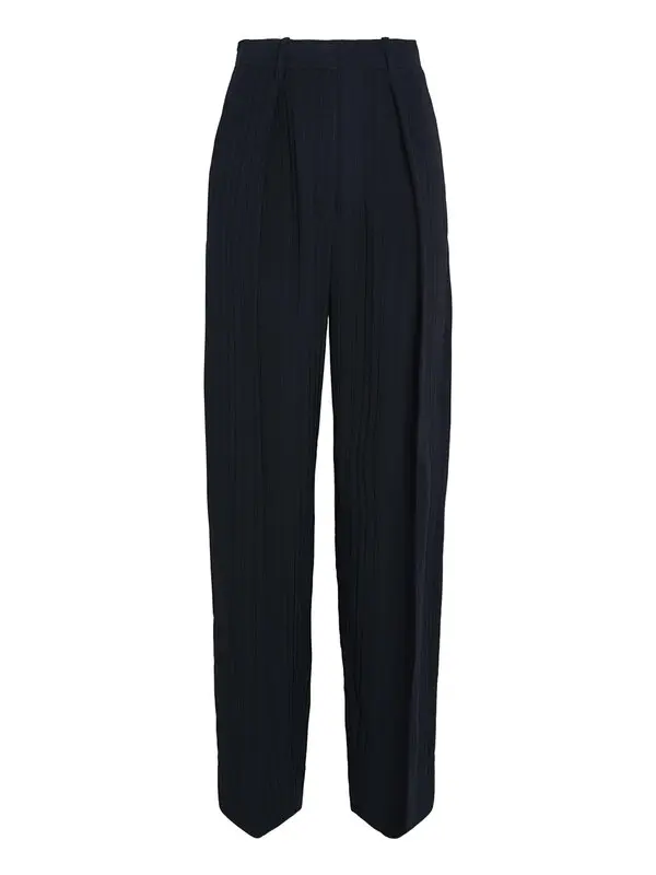 Victoria Beckham Eyelet Wide-leg Tailored Trousers - Navy
