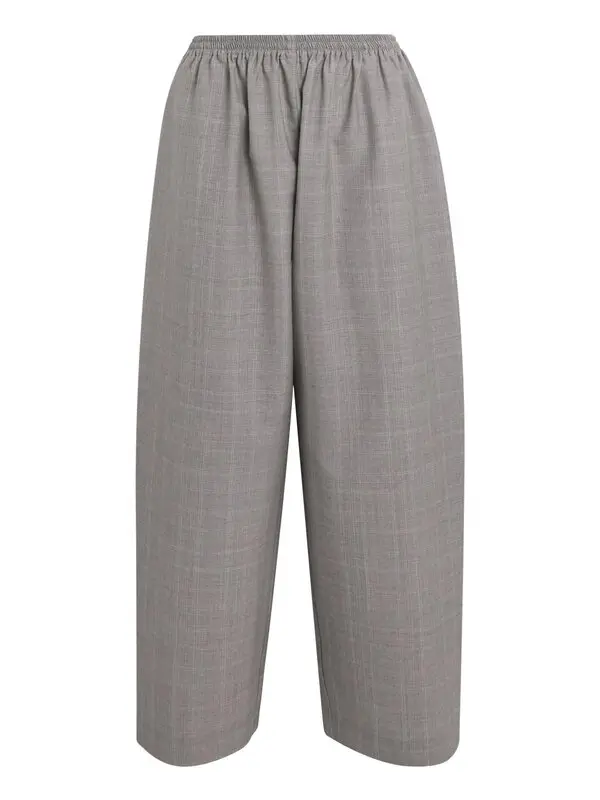 Eskandar Virgin Wool Check Japanese Trousers - Grey