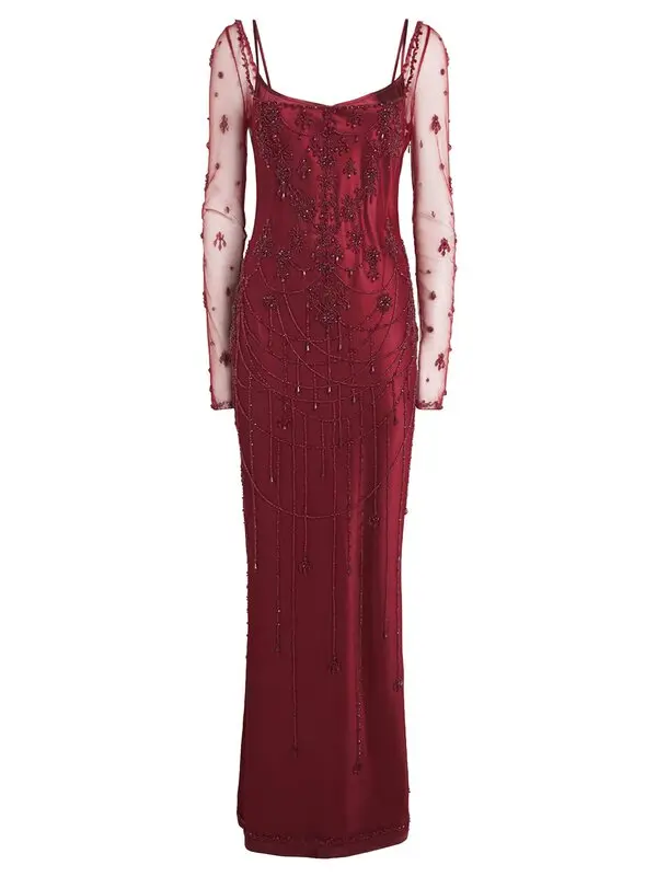 CLIO PEPPIATT Embellished Chandelier Gown - Burgundy