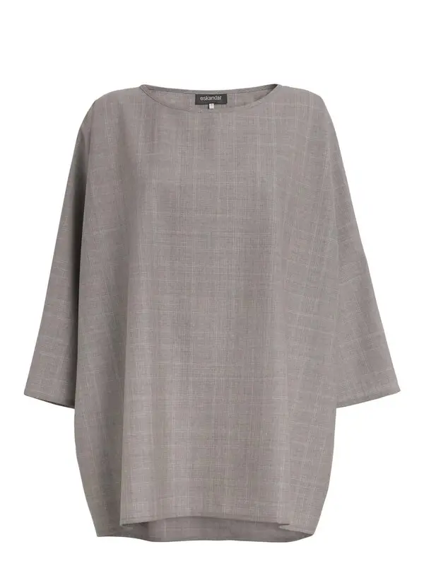 Eskandar Virgin Wool Boat-neck Blouse - Grey