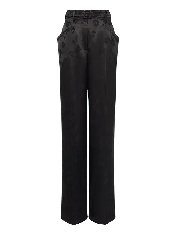 Gabriela Hearst Norman Wide-leg Embroidered Silk Pant - Black