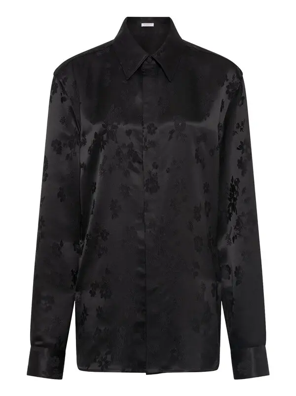 Gabriela Hearst Cruz Embroidered Silk Shirt - Black