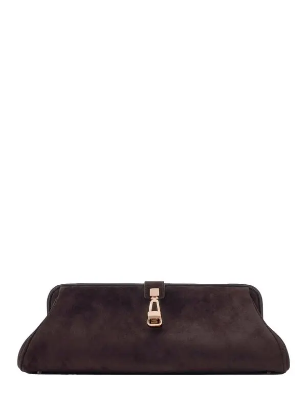 Gabriela Hearst Paola Baguette Clutch - Dark Brown