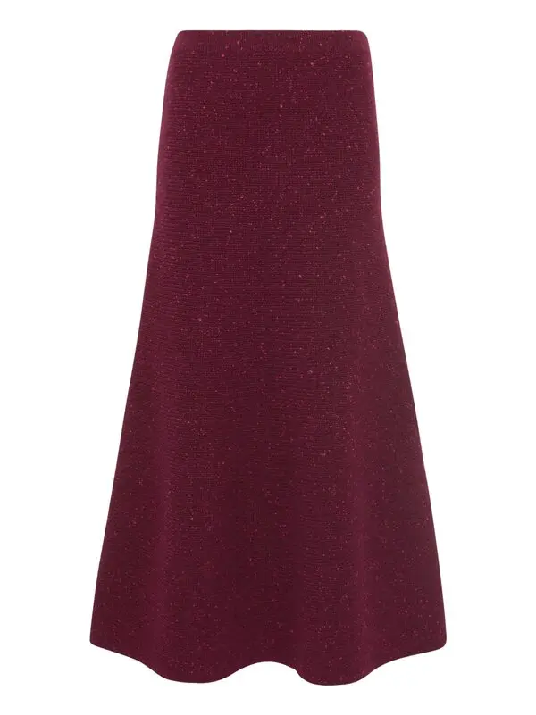 Gabriela Hearst Eden Knit Midi Skirt In Speckled Aran Cashmere - Bordeaux