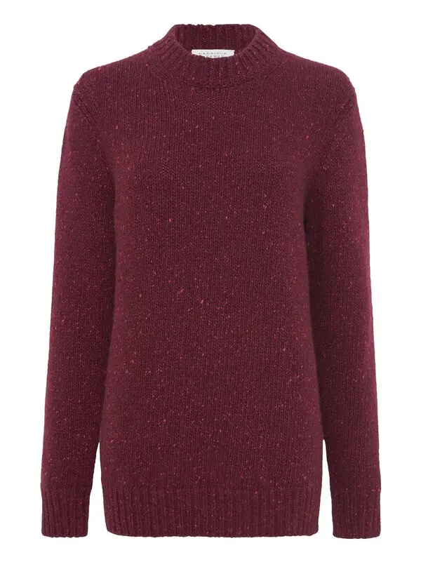 Gabriela Hearst Alfie Speckled Aran Cashmere Knit Sweater - Bordeaux