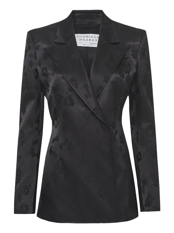 Gabriela Hearst Aleah Embroidered Silk Blazer - Black