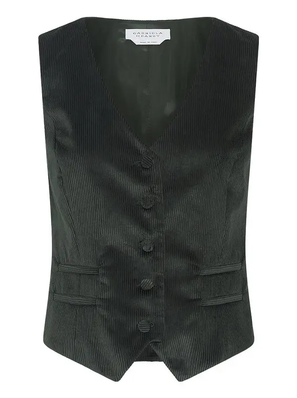 Gabriela Hearst Coleridge Sea Island Cotton Corduroy Vest - English Green