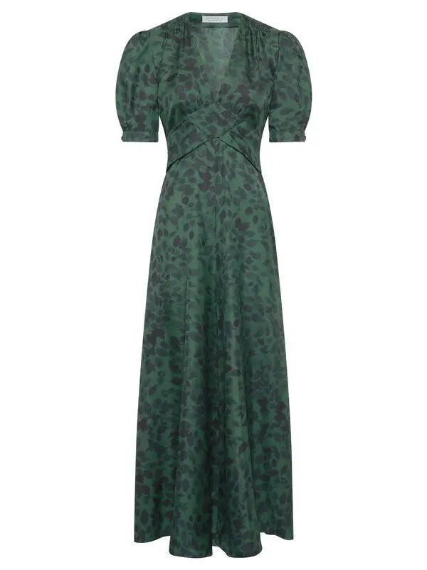 Gabriela Hearst Larkin Maxi Dress In Printed Silk Twill - English Green