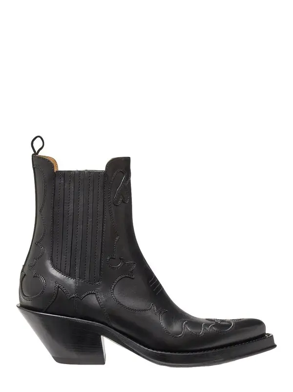 Gabriela Hearst Cassidy Leather Cowboy Ankle Boots - Black