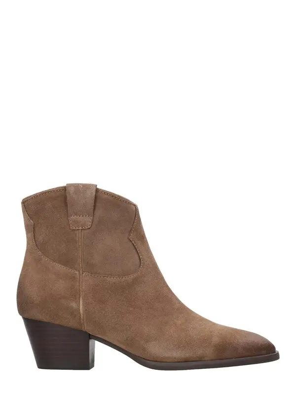 Ash Suede Leather Boots With Side Zipper - Beige