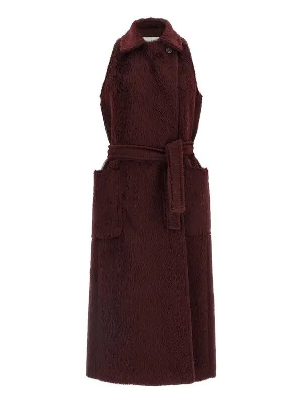 Max Mara Long Alpaca And Wool Robe Coat - Bordeaux