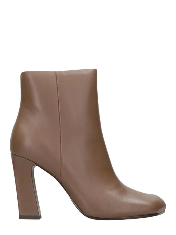 Ash Leather Boots With Aquadrato Heel - Beige