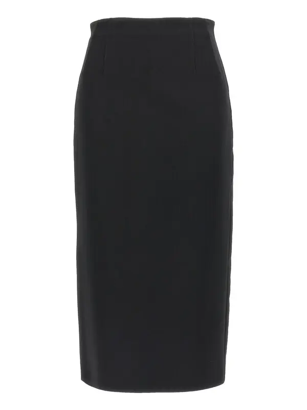 Max Mara Viscose Midi Skirt With Satin Inserts - Black