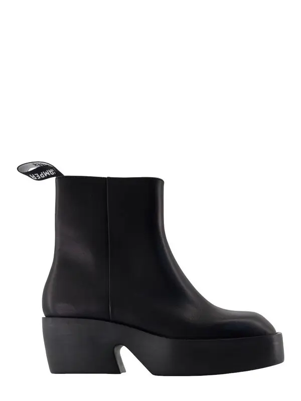 Camper Billie Leather Ankle Boots - Black