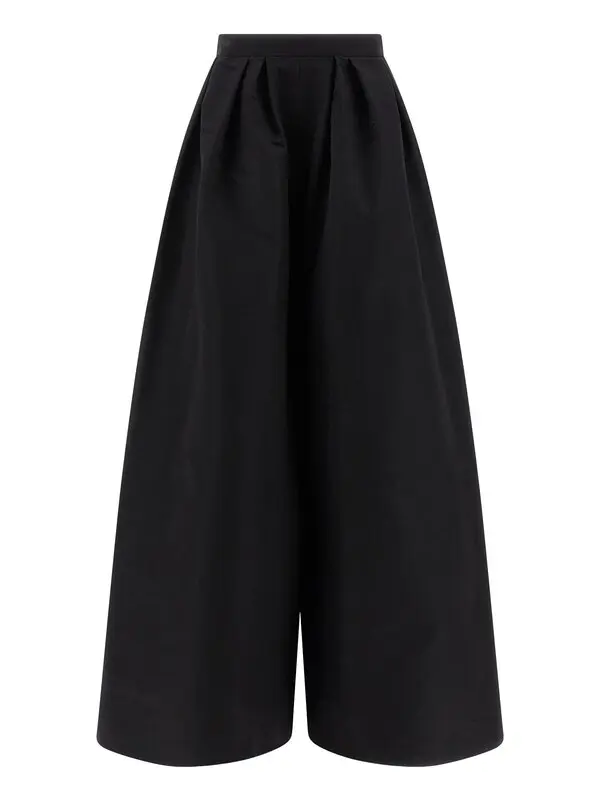 Carolina Herrera Shiny Silk Faille Palazzo Pants - Black