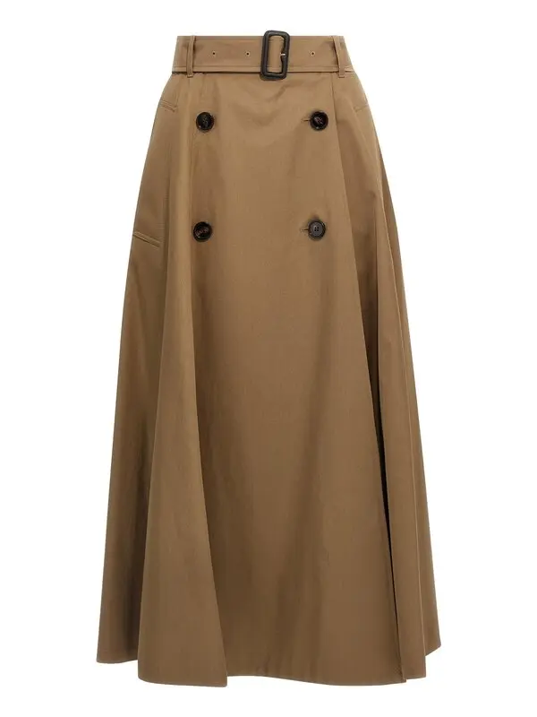 Burberry Brenda Flared Midi Skirt - Brown