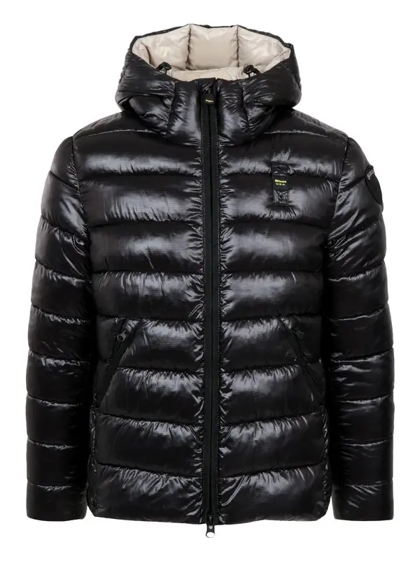 BLAUER. Quilted Down-filled Coat - Nero+beige