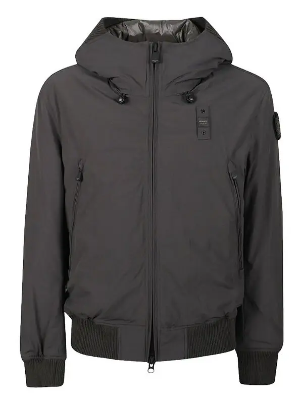 BLAUER. Technical Fabric Jacket With Drawstring Hood - Black