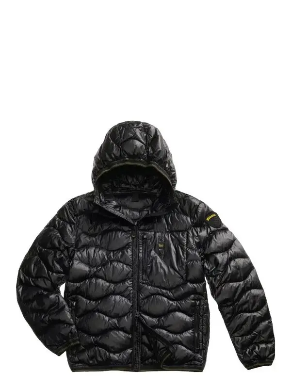 BLAUER. Quilted Down Jacket With Wave Detailing - Black