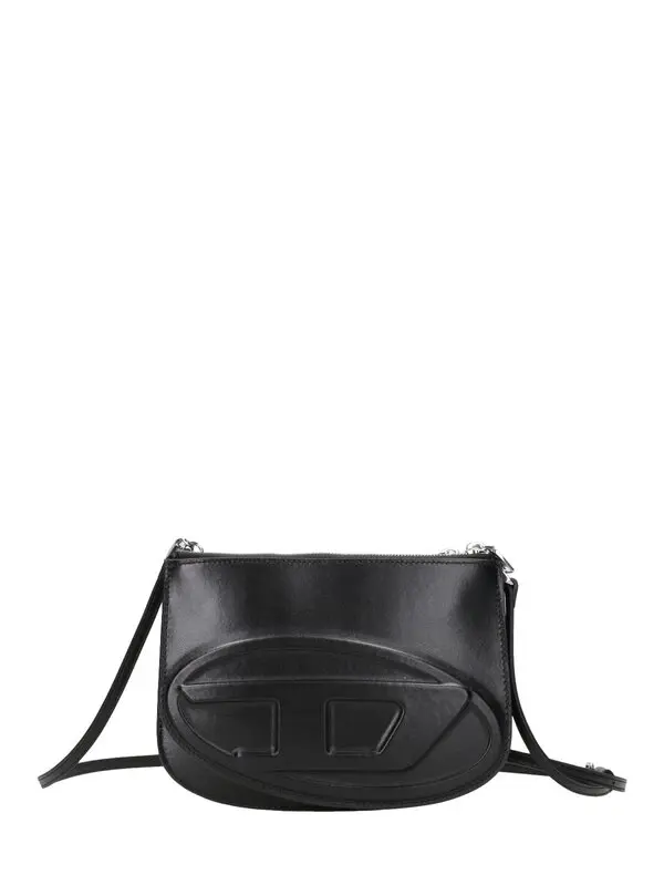 DIESEL Cowhide Leather Bag With Embossed Logo - Black