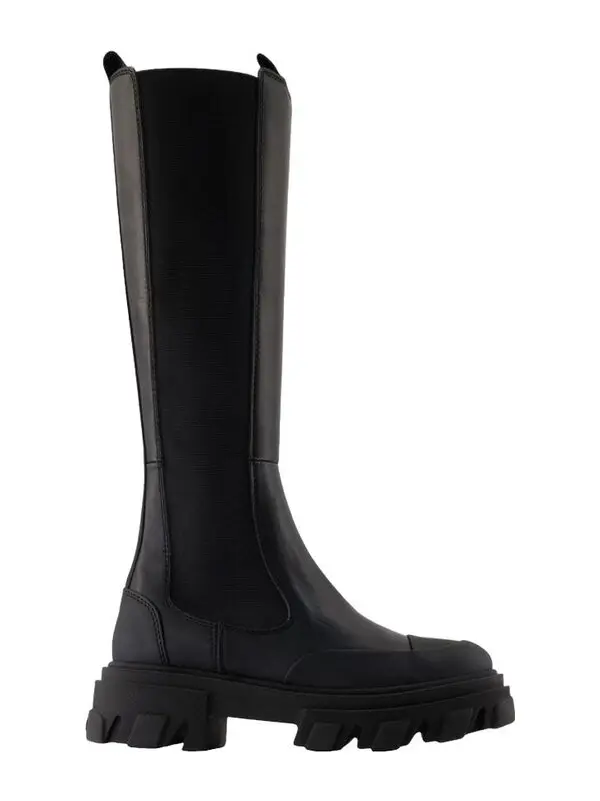 GANNI Chelsea Leather Boots - Black