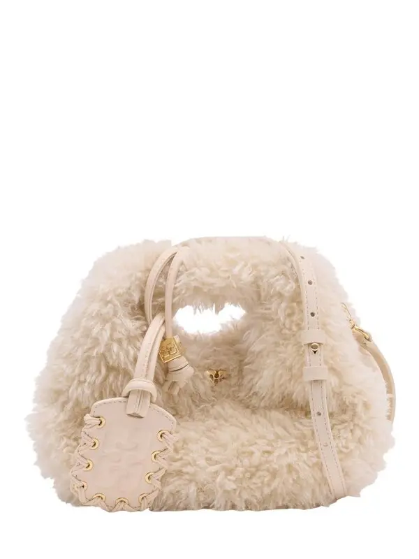GANNI Mini Faux Fur Purse - White