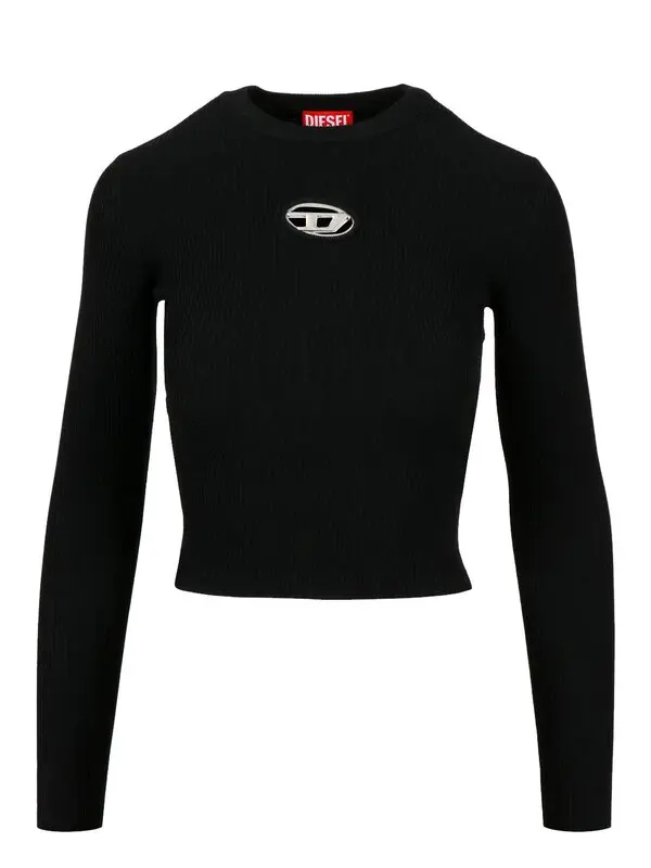 DIESEL® Oval D Logo Inlaid Slim-fit Sweater - Black
