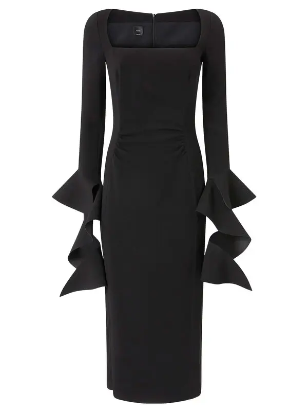 Pinko Stretch Viscose Dress With Ruffles - Black