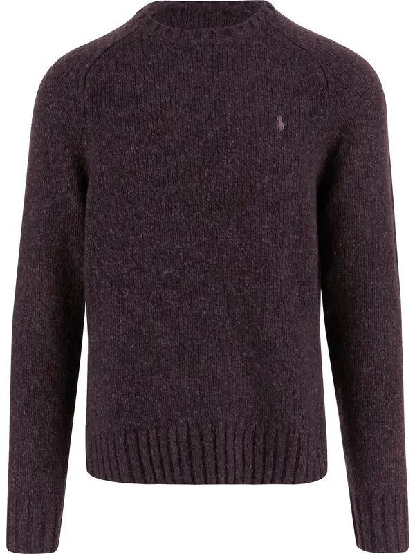 Ralph Lauren Wool-blend Sweater With Embroidered Logo - Marrone Scuro