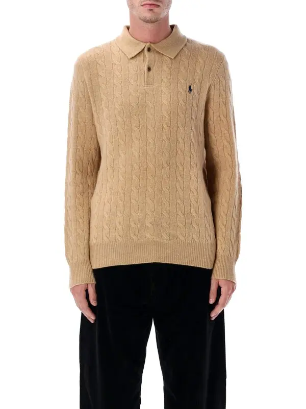Ralph Lauren Cashmere Cable-knit Polo Sweater - Brown