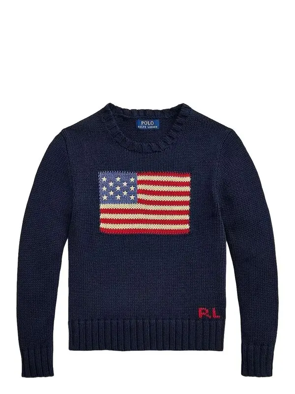 Polo Ralph Lauren Intarsia Knit Cotton Top - Blue