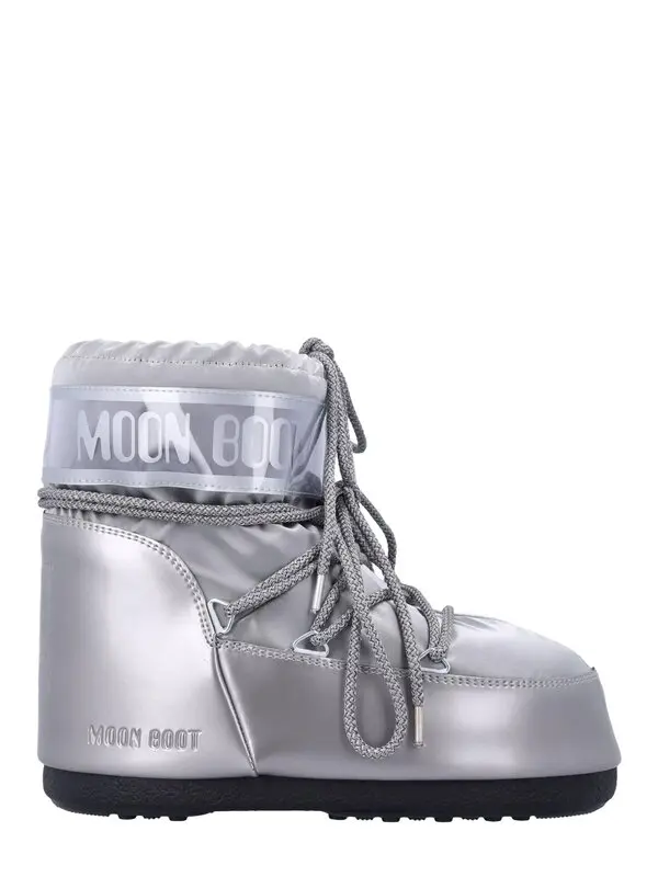 Moon Boot Icon Low Glance Satin Moon Boots - Silver