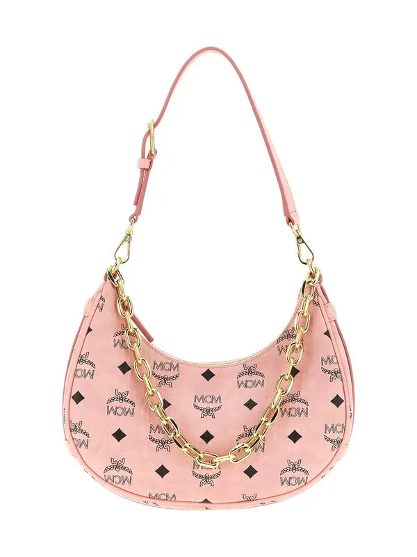 Mcm Aren Crescent Hobo Shoulder Bag - Pink