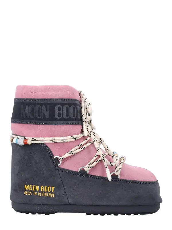 Moon Boot X Guest In Residence Icon Low Suede Bead Embellished Boots - Grey Rose