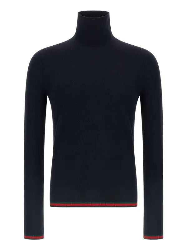 Gucci Web Ribbon Mesh Cashmere Sweater - Blue
