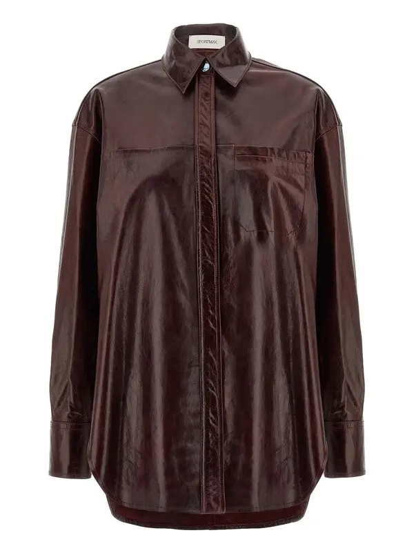 Sportmax Nappa Leather Borel' Shirt - Bordeaux