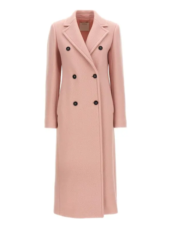 Sportmax Comune Double-breasted Virgin Wool Coat - Pink