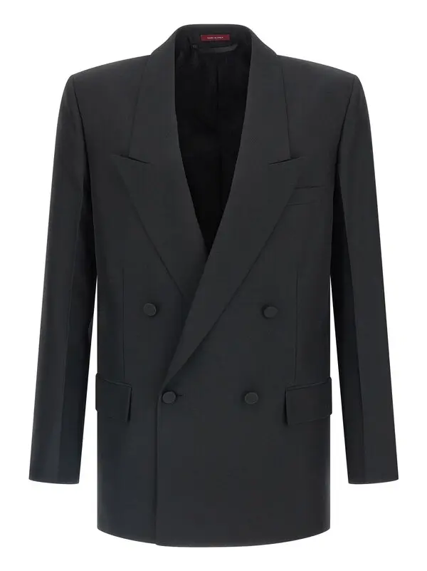 Gucci Double Breasted Technical Panama Blazer - Black