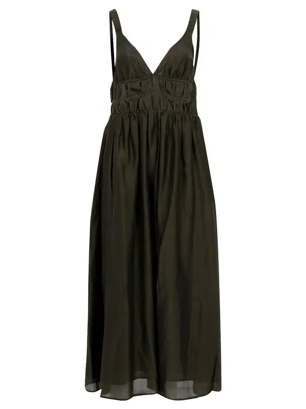 SEMICOUTURE Cotton-silk Blend Maxi Dress - Military